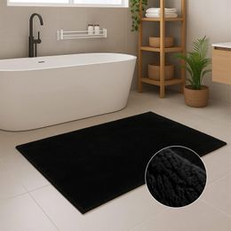 Badematte Carpet City "PURE500, Badteppich uni", schwarz, H:16mm, Polyester, Badematten, Badematte