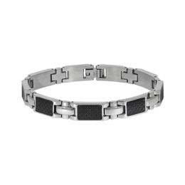 Armband ZEEme "Edelstahl poliert mit Carbon-Einlagen 20,5cm lang", schwarz, Armbänder, Damen, 20,5cm, Edelstahl, glänzend, Armband