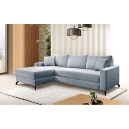 Ecksofa exxpo - SOFA FASHION "Quattro schlicht & zeitlos, bequem, L-Form, B/T: 247/162 cm", blau (sky), B:247cm H:85cm T:162cm, Sofas, Ecksofa, wahlweise mit Bettfunktion, Bettkasten