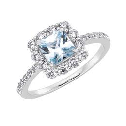 Silberring "Ziersteine, Zirkonia wei&szlig;, Silber 925" Gr. 56, blau (hellblau), Giorgio Martello MILANO, Fingerringe, Damen, 56, Silber 925 (Sterlingsilber), Silberring