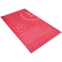 Strandtuch Bugatti "Verona", rosa (flamingo), B:100cm L:180cm, Velours, Baumwolle, Handt&uuml;cher