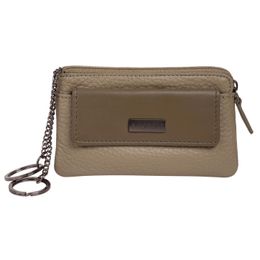 Schlüsseltasche Bugatti "SINA", Damen, beige, Leder, leicht glänzend, unifarben, Kleinlederwaren, echt Leder