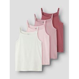 Unterhemd name it "NKFSTRAP TOP 4P BLACK WHITE SOLID NOOS", M&auml;dchen, Gr. 122/128, 4 Stk., N-Gr, rose wine, Jersey, Obermaterial: 95% Baumwolle, 5% Elasthan, unifarben, normal, Rundhals, Unterhemden Unterhemd
