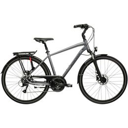 Trekkingrad KROSS "Trans 4.0 grau 24 G&auml;nge" Gr. 48, grau, schwarz, Fahrr&auml;der, Damen, 48cm, 28 Zoll (71,12cm) hinten: 28 Zoll (71,12cm)