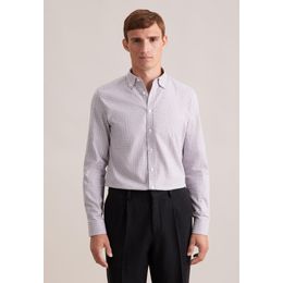 Flanellhemd Seidensticker "Schwarze Rose", Herren, Gr. S (37), normale &Auml;rmell&auml;ngen, grau, 100% Baumwolle, kariert, slim fit, 2-Knopf-Manschette, Hemden