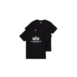 Rundhalsshirt Alpha Industries "Basic T 2 Pack", Herren, Gr. S, schwarz, Single Jersey, Obermaterial: 100% Baumwolle, bedruckt, regular fit normal, Rundhals, Shirts Rundhalsshirt