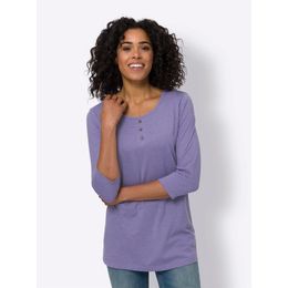Longshirt Classic Basics "Longshirt", Damen, Gr. 44, lila (lavendel, meliert), 65% Polyester, 35% Baumwolle, meliert, Rundhals, Shirts Longshirt