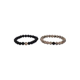 Armband Set Firetti "Multipack Schmuck Geschenk Zugarmb&auml;nder Steinarmband Edelstein" Gr. 18, beige (beige, schwarz, beige, schwarz), Armb&auml;nder, Damen, 18, Silikon Stein, Silikon, Stein, Made in Germany - mit Howlith, T&uuml;rkis oder Dalmatiner Jaspis und Onyx