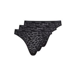 Bikinislip "3 PACK BIKINI (LOW-RISE)", Damen, Gr. XS (34), 3 Stk., schwarz (schwarz, schwarz, schwarz), Obermaterial: 87% Polyamid, 13% Elasthan, Calvin Klein Underwear, gemustert, k&ouml;rpernah, Unterhosen, mit CK-Logo am Bund