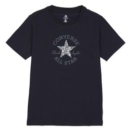 T-Shirt Converse "FLORAL CHUCK TAYLOR T-SHIRT", Damen, Gr. L (40), schwarz (Converse schwarz), Obermaterial: 100% Baumwolle, Shirts T-Shirt
