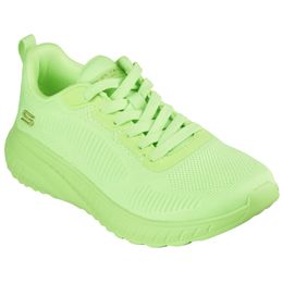 Sneaker Skechers "BOBS SQUAD CHAOS-COOL RYTHMS", Damen, Gr. 35, gr&uuml;n (neongr&uuml;n lime), Textil, unifarben, Schuhe Sneaker, Knitwear-Sneaker, Schn&uuml;rschuh in veganer Verarbeitung