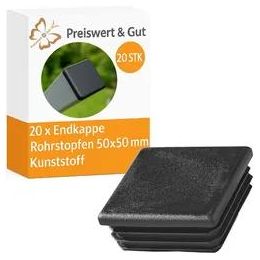 20x Schutzkappen f&uuml;r Stuhlbeine 50x50 mm &ndash; Lamellenstopfen als Rohrstopfen Endkappen verwendbar als Gummistopfen Ansto&szlig;kappen aus ABS Kunststoff in Schwarz f&uuml;r Vierkantrohr