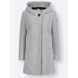 Manisa Damen Jacke mit Kapuze, Struktur-Qualit&auml;t, hellgrau-meliert, Gr&ouml;&szlig;e 36