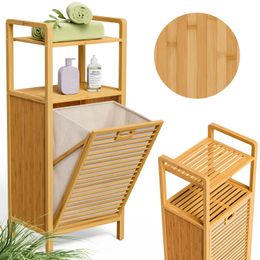 Casaria Badregal W&auml;schekorb Bambus 43L W&auml;schesack herausnehmbar