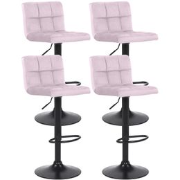 CLP 4er Set Barhocker Feni Samt, h&ouml;henverstellbar mit Fu&szlig;st&uuml;tze, Lehne & Metallgestell, belastbar bis 150 kg