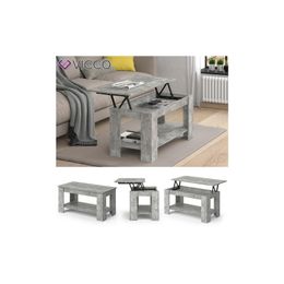 VICCO Couchtisch LORENZ beton h&ouml;henverstellbar Sofatisch Kaffetisch Wohnzimmer Tisch
