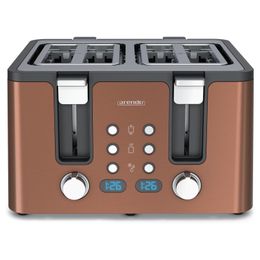 arendo Toaster, 4 kurze Schlitze, f&uuml;r 4 Scheiben, 1750 W, Automatik, Edelstahl, W&auml;rmeisolierendes Doppelwandgeh&auml;use