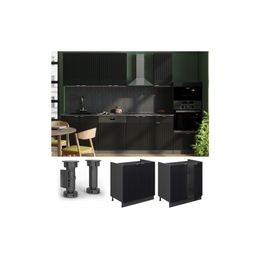 VICCO Sp&uuml;lenunterschrank Fame-Line Anthrazit Schwarz gestreift 80 cm ohne Arbeitsplatte