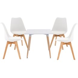 CLP Essgruppe Lente f&uuml;r die K&uuml;che Tisch und Stuhl-Set im skandinavischen Design 5-teiliges Set, stapelbare St&uuml;hle, platzsparend & modern