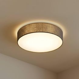 LINDBY Deckenleuchte Sebatin, &Oslash; 50 cm, grau, Stoff, E27