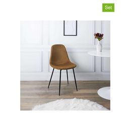 R&eacute;tro Chic 4er-Set: Esszimmerst&uuml;hle "Giulia" in Senf - (B)42,5 x (H)87 x (T)44 cm - 66% | Sitzmoebel