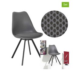 Rétro Chic 4er-Set: Stühle ''Atome'' in Grau - (B)47 x (H)82 x (T)52 cm - 67% | Sitzmoebel