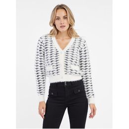 ORSAY Cardigan in Wei&szlig;/ Schwarz - 55% | Gr&ouml;&szlig;e L | Damen-pullover-cardigans