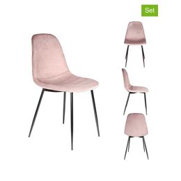 Rétro Chic 4er-Set: Esszimmerstühle "Giulia" in Rosa - (B)42,5 x (H)87 x (T)44 cm - 66% | Sitzmoebel