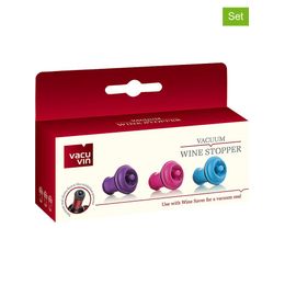 Vacu Vin 3er-Set: Weinpumpen-Stopfen in Pink/ Blau/ Lila - 36% | Gedeckter-tisch