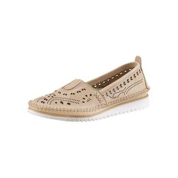 Heine Leder-Slipper in Beige - 63% | Größe 39 | Damen-schuhe-halbschuhe
