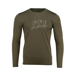 Traunstein Sport Funktionslongsleeve "Skitour" in Khaki - 62% | Gr&ouml;&szlig;e L | Herren-sportshirts