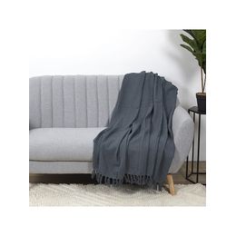 THE HOME DECO FACTORY Plaid in Anthrazit - (L)160 x (B)130 cm - 59% | Decken