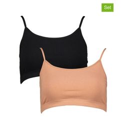 Lascana 2er-Set: Bustiers in Schwarz/ Beige - 57% | Größe 36/38 | Damen-bhs