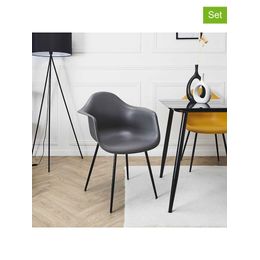 Rétro Chic 4er-Set: Sessel "Gustav" in Grau - (B)62 x (H)85 x (T)59 cm - 67% | Sitzmoebel