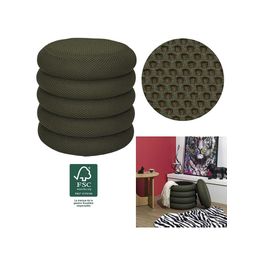 Rétro Chic Pouf ''Atome'' in Khaki - (H)44 x Ø 38 cm - 63% | Sitzmoebel