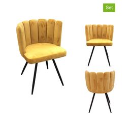 Rétro Chic 2er-Set: Sessel "Ariel" in Gelb - (B)52,5 x (H)79,7 x (T)50,5 cm - 65% | Sitzmoebel