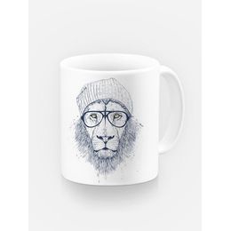 WOOOP Tasse "Cool Lion" in Wei&szlig;/ Dunkelblau - 330 ml - 13% | Gedeckter-tisch