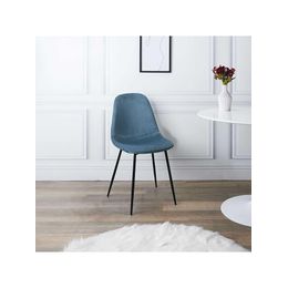 Rétro Chic Esszimmerstuhl "Giulia" in Blau - (B)42,5 x (H)87 x (T)44 cm - 63% | Sitzmoebel