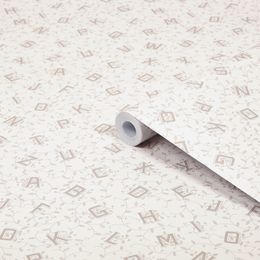 Vliestapete Laura Ashley "Alphabet Dove Grey", grau, B:0,52m L:10m, Vlies, Tapeten, 10mx52cm