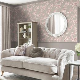 Vliestapete Laura Ashley "Pollington Roses Dove", grau, B:0,52m L:10m, Vlies, Tapeten, 10mx52cm (ca. 5m2)