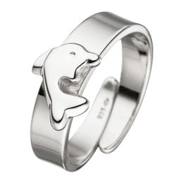 Silberring Jobo "Kinderring Delfin offen", silber 925, Fingerringe, Jungen, Silber 925 (Sterlingsilber), Silberring, 925 Silber rhodiniert