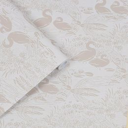 Vliestapete Laura Ashley "Swans", grau, B:0,52m L:10m, Vlies, Tapeten, 10mx52cm