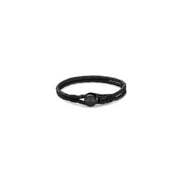 Lederarmband Tommy Hilfiger "NAUTICAL", schwarz, grau, Armbänder, Damen, 19cm, Edelstahl Leder, Edelstahl, Leder, Lederarmband