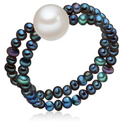Perlenring Valero Pearls "VP827", blau, Fingerringe, Damen, onesize, Perlen, Perlenring, mit Süßwasser-Zuchtperlen
