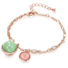 Lulu & Jane LULU & JANE Damen Gliederarmband "LJ495", Metallros&eacute;gold, wei&szlig;, Metall, Armb&auml;nder, Metall-Legierung