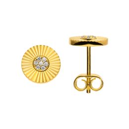 Paar Ohrstecker Jobo "Ohrringe Teller 8 mm", goldfarben, wei&szlig;, Ohrringe, Damen, 8,8mm, Silber 925 (Sterlingsilber)