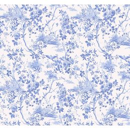 Vliestapete Komar "Digitaldruck Vlies - Charming Bloom - Gr&ouml;&szlig;e 300 x 280 cm", blau (blau, wei&szlig;), B:300m L:280m, Vlies, Tapeten, Wohnzimmer, Schlafzimmer