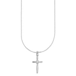 Kette mit Anhänger Bruno Banani "Schmuck Geschenk Silberkette mit Anhänger Kreuz", silberfarben, kristallweiß, Halsketten, Damen, Silber 925 (Sterlingsilber), L: 45 B: 1,1mm, B:1,1mm