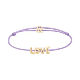 Armband ECHTZEIT "Schmuck Geschenk Edelstahl-Nylon-Armband Love Letters", gelbgoldfarben, lila, Armb&auml;nder, Damen, 21cm, Edelstahl Nylon, Edelstahl, Nylon, Armband