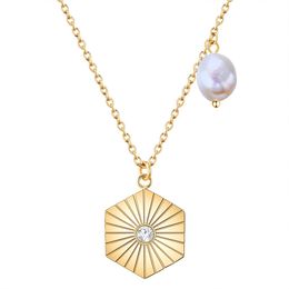 Kette mit Anh&auml;nger Valero Pearls "VP795", gelbgold, Halsketten, Damen, 40,0cm Basiskette + 5,0cm Verl&auml;ngerung,mit Stein, Edelstahl, mit S&uuml;&szlig;wasser-Zuchtperle
